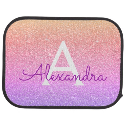 Pink Purple Glitter Sparkle Monogram Car Mat | Zazzle