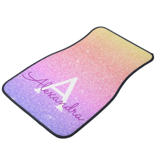 Pink Purple Glitter Sparkle Monogram Car Mat | Zazzle