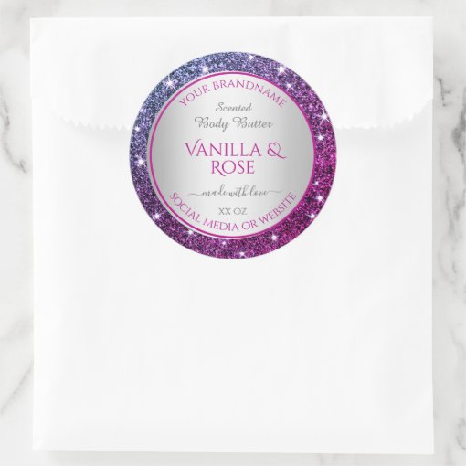 Pink Purple Glitter Sparkle Stars Product Labels | Zazzle