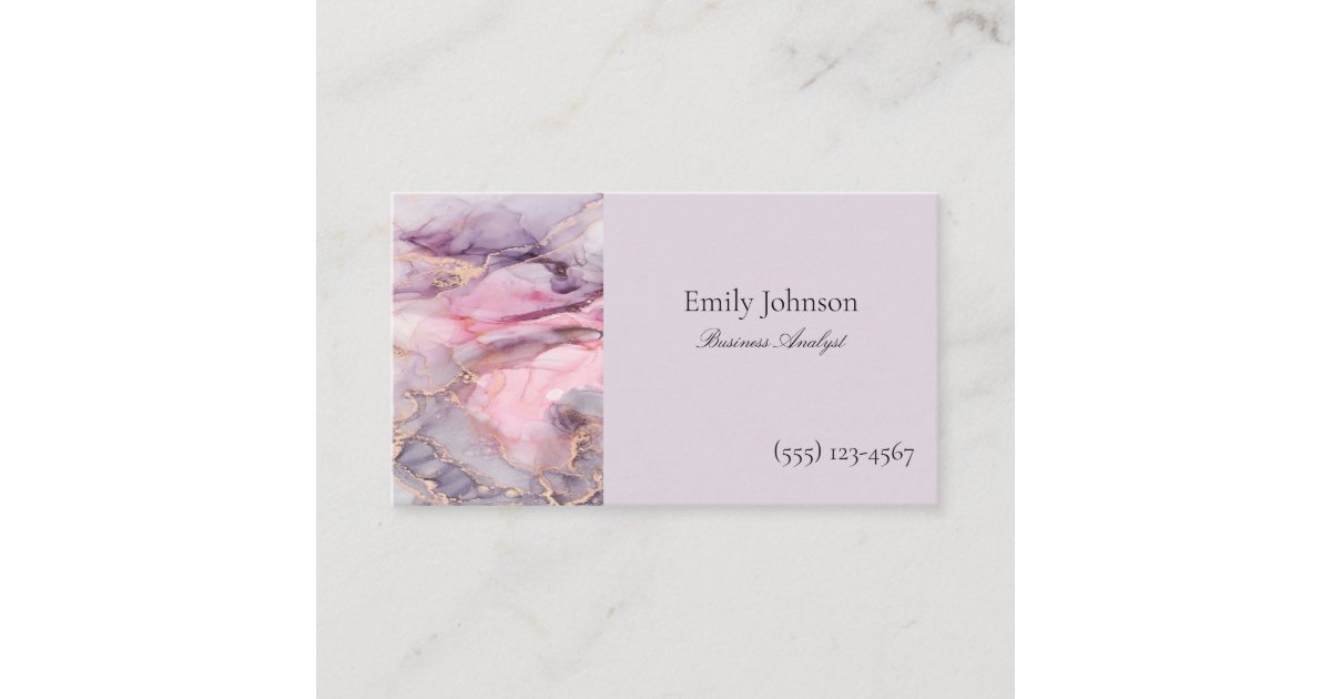 pink , purple, golden marble calling card | Zazzle