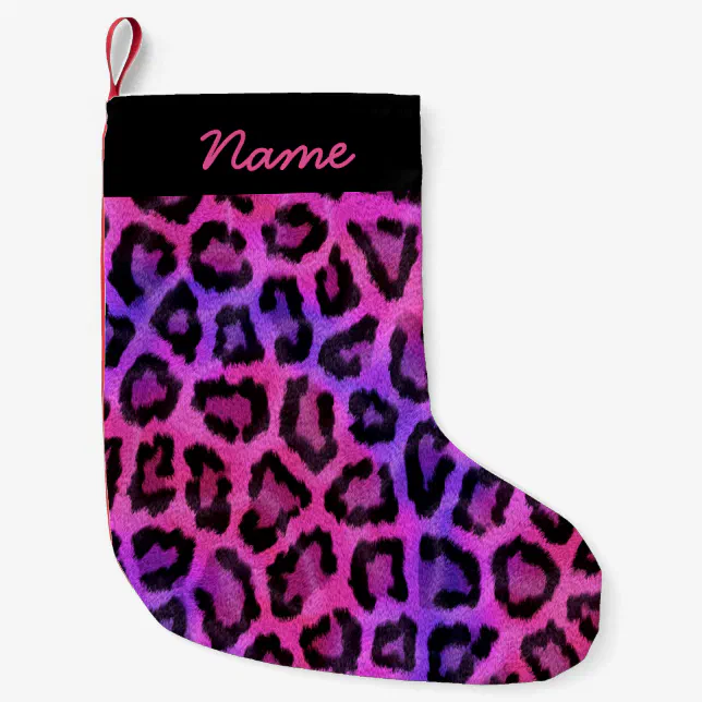 Pink & Purple Leopard Print Small Christmas Stocking | Zazzle