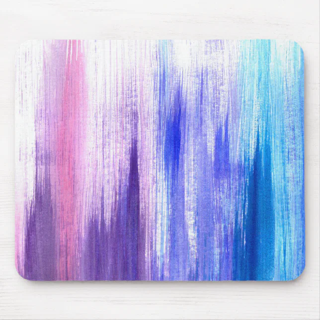 Pink Purple Paint Brush Strokes Painted Watercolor Mouse Pad | Zazzle