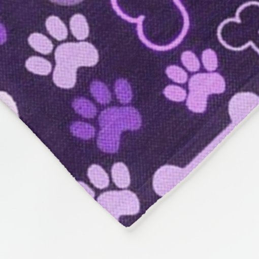 Pink & Purple Paw Prints & Bones Fleece Blanket | Zazzle