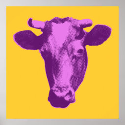 Pink & Purple Pop Art Cow Poster | Zazzle