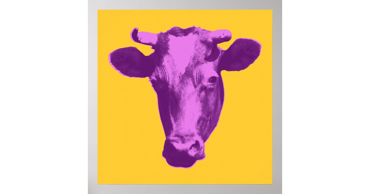 Pink & Purple Pop Art Cow Poster | Zazzle