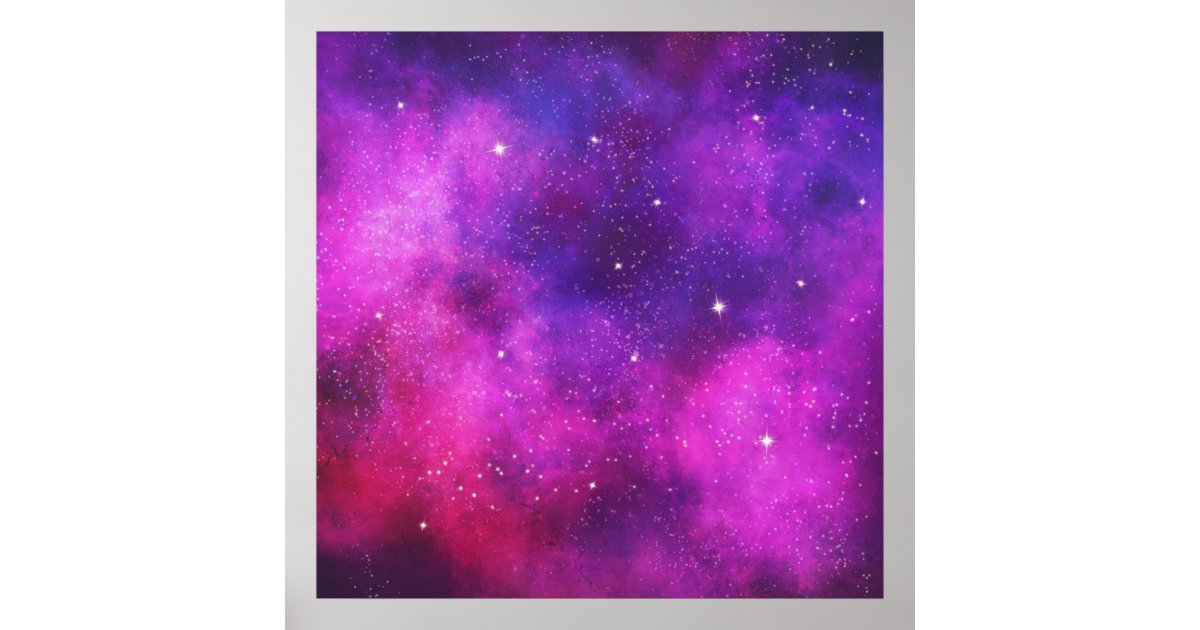 Pink & Purple Space & Stars Faux Galaxy Poster | Zazzle