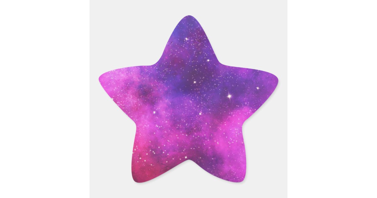 Pink & Purple Space & Stars Faux Galaxy Star Sticker | Zazzle