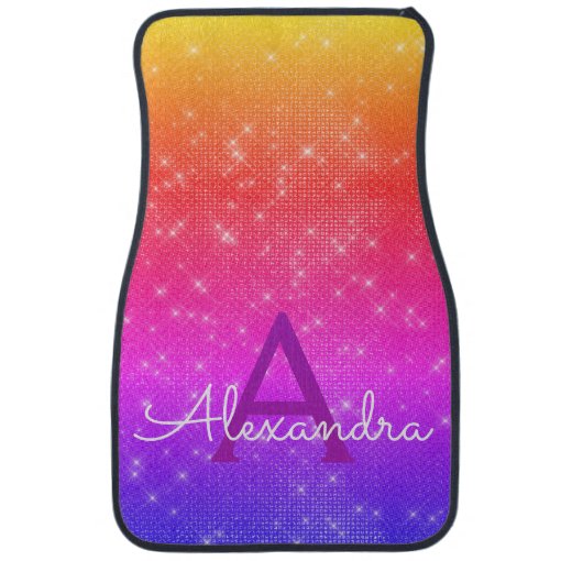 Pink Purple Sparkle Shimmer Monogram Name Car Floor Mat | Zazzle
