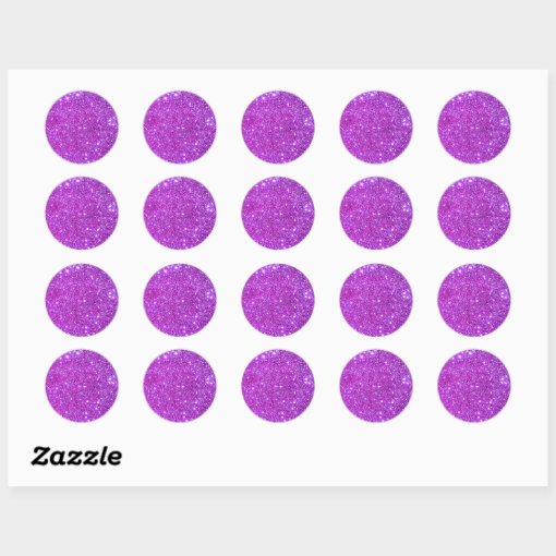Pink Purple Sparkly Glam Glitter Designer Classic Round Sticker | Zazzle