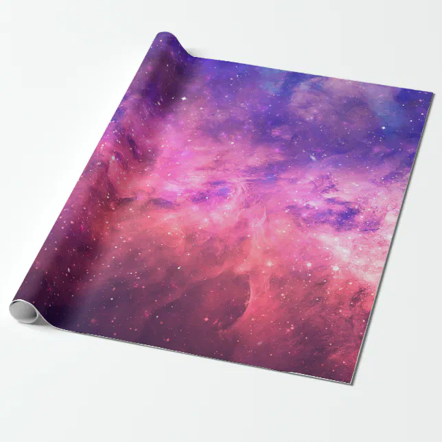 Pink Purple Starry Sky Cosmic Galaxy Sky Fire Glow Wrapping Paper | Zazzle