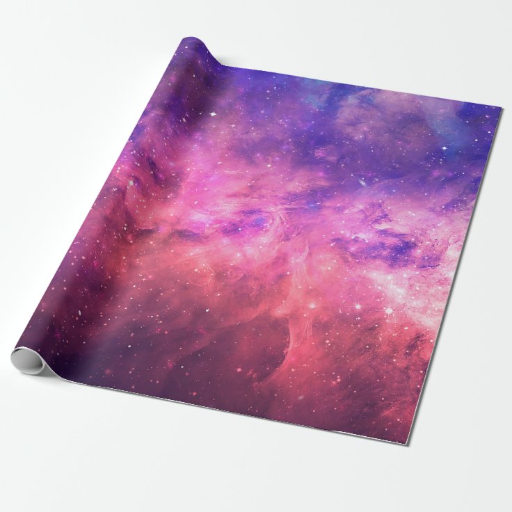Pink Purple Starry Sky Cosmic Galaxy Sky Fire Glow Wrapping Paper | Zazzle