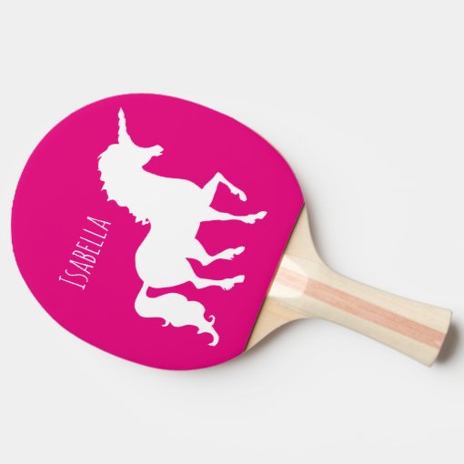 Pink Purple Unicorn Silhouette Kids Personalized Ping Pong Paddle | Zazzle