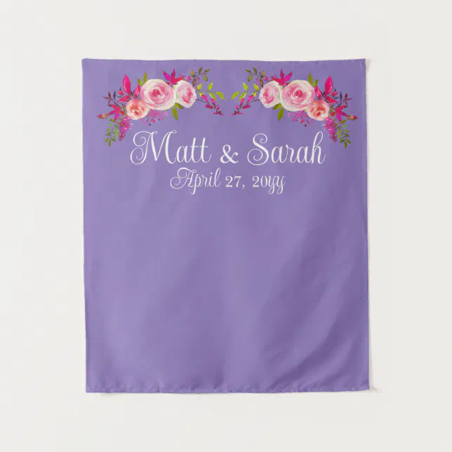 Pink Purple Wedding Backdrop Reception Photo Booth | Zazzle