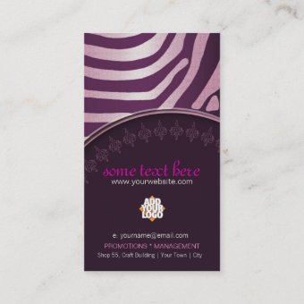 Pink Purple Zebra Style w/ Logo Business Cards | Zazzle