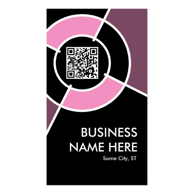 pink QR code and logo target Business Card