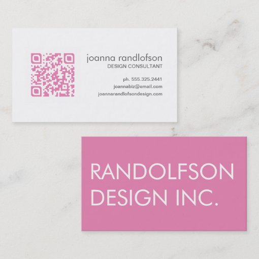 Pink QR CODE Business Card | Zazzle