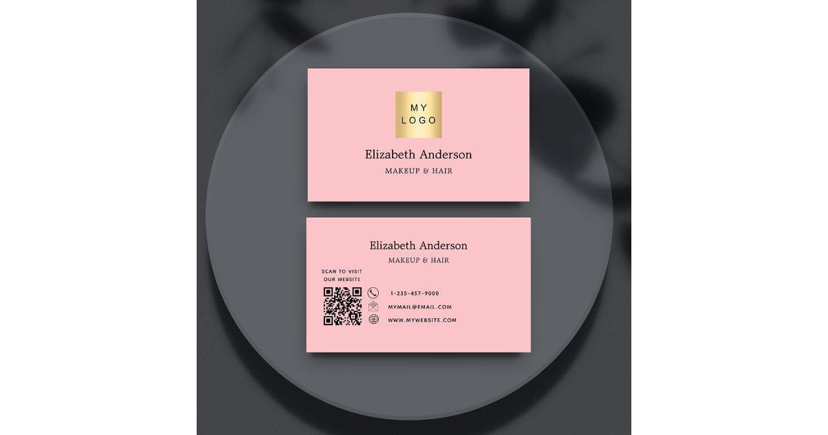 Pink QR code logo Business Card | Zazzle