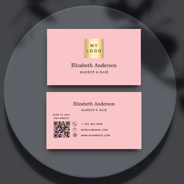 Pink QR code logo Business Card | Zazzle