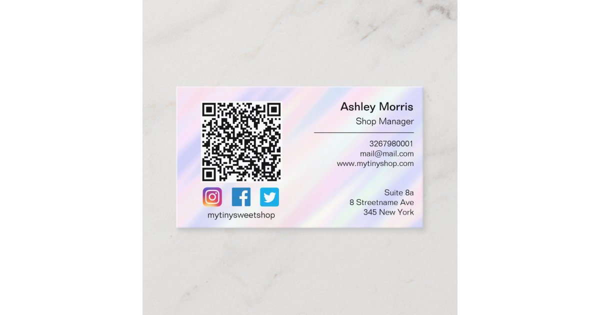 Pink QR Code Logo Social Media Online Purple Business Card | Zazzle