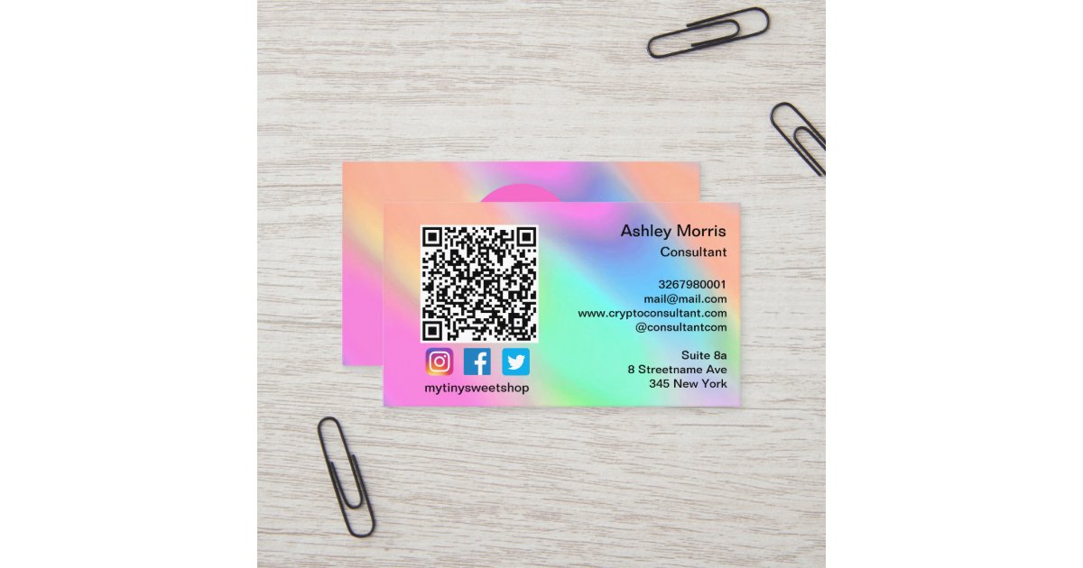 Pink QR Code Logo Social Media Online Shop Business Card | Zazzle