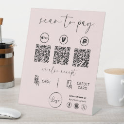 Pink QR Code Payment - Scan to Pay Business Logo Pedestal Sign | Zazzle