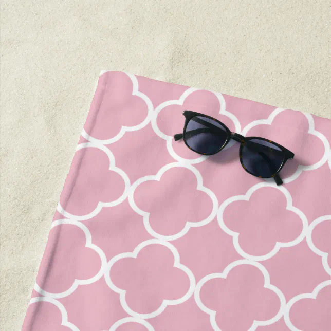 Pink Quatrefoil Latticework Moroccan Trellis Beach Towel Zazzle