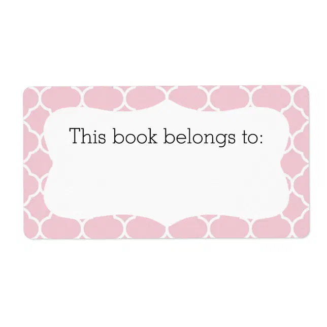 Pink Quatrefoil "This Book Belongs To" Labels | Zazzle