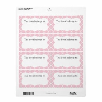 Pink Quatrefoil "This Book Belongs To" Labels | Zazzle