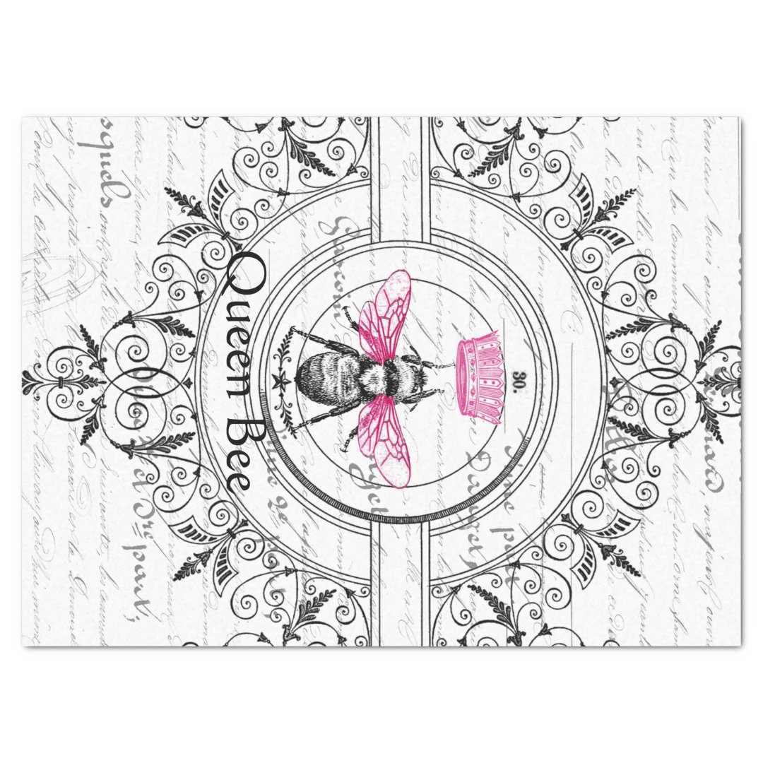 Pink Queen Bee Decoupage Tissue Paper | Zazzle