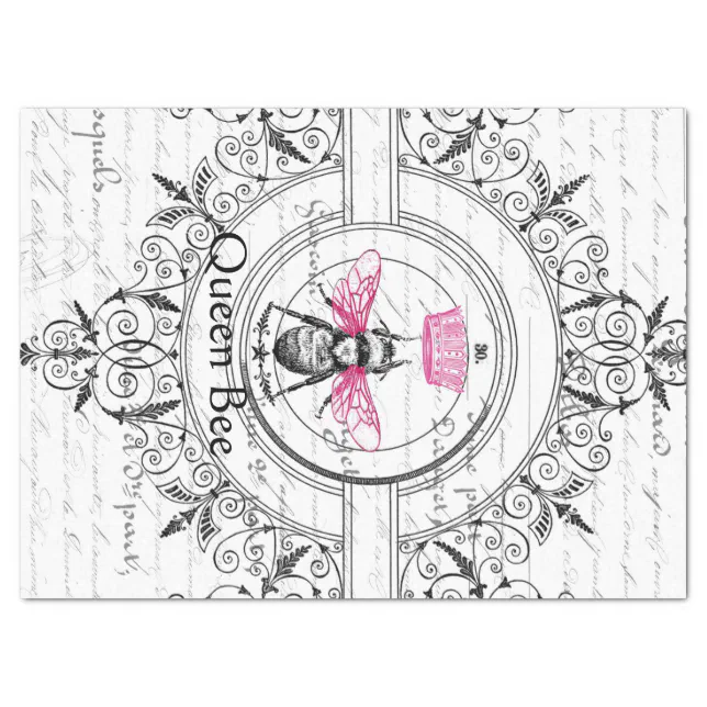 Pink Queen Bee Decoupage Tissue Paper | Zazzle