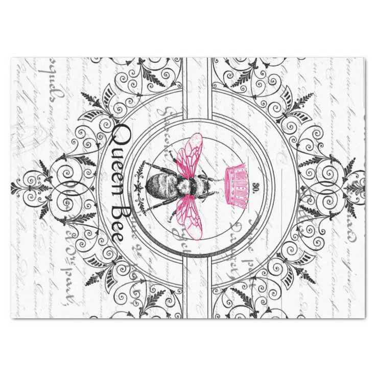 Pink Queen Bee Decoupage Tissue Paper | Zazzle