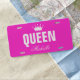 Pink queen license plate with personalized name | Zazzle