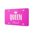 Pink queen license plate with personalized name | Zazzle