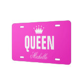 Pink queen license plate with personalized name | Zazzle