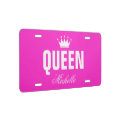 Pink queen license plate with personalized name | Zazzle