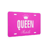 Pink queen license plate with personalized name | Zazzle