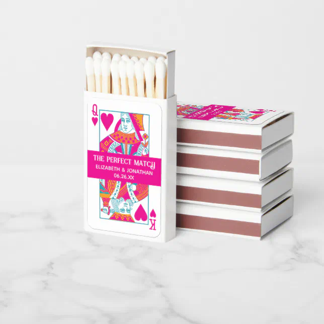 Pink Queen of Hearts Perfect Match Wedding Matches | Zazzle