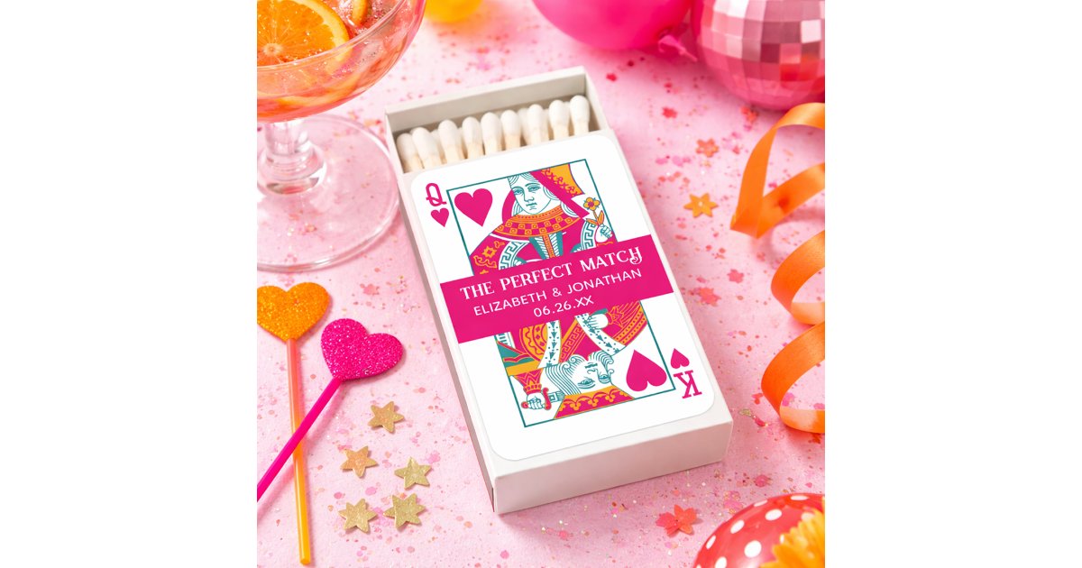 Pink Queen of Hearts Perfect Match Wedding Matches | Zazzle