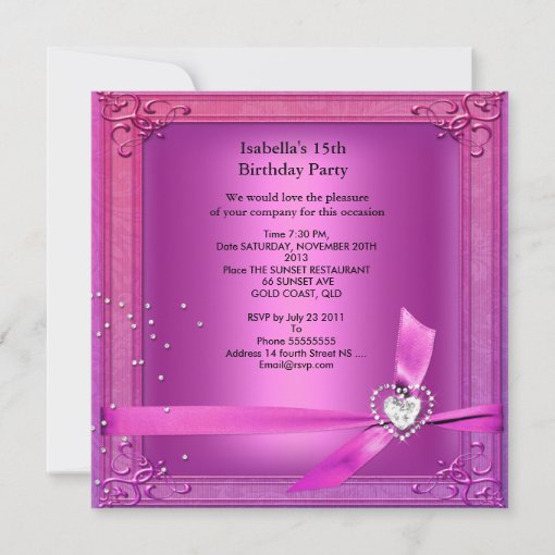 Pink Quinceanera 15th Tiara 15 Birthday Party Invitation | Zazzle