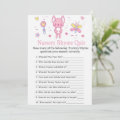 Pink Rabbit Nursery Rhyme Quiz baby shower game Invitation | Zazzle