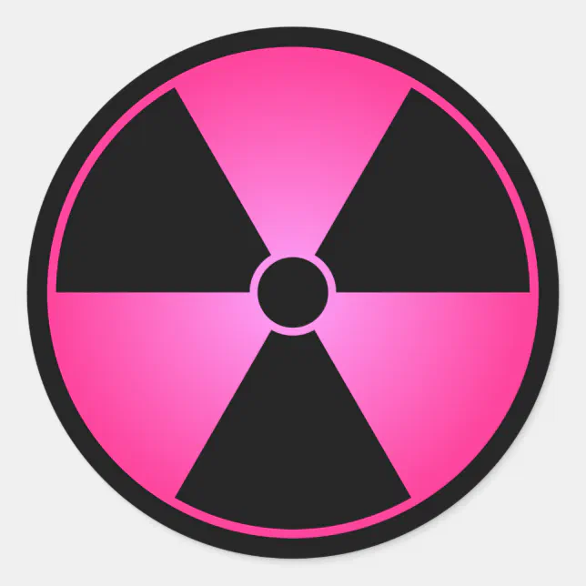 Pink Radiation Symbol Classic Round Sticker | Zazzle