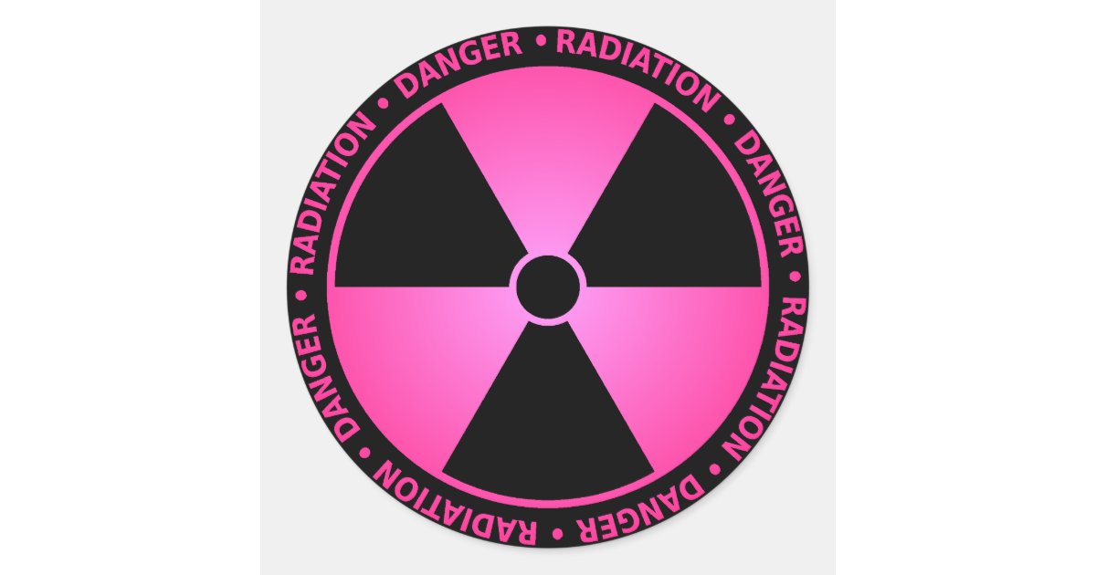 Pink Radiation Warning Classic Round Sticker | Zazzle