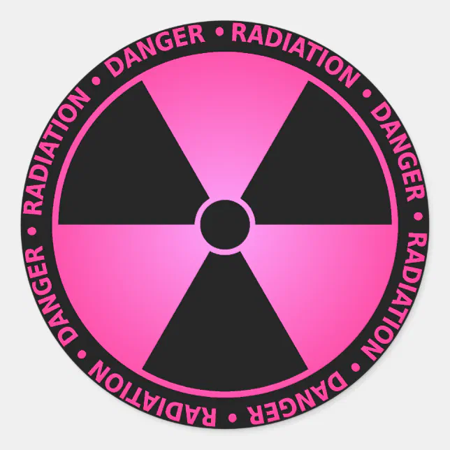 Pink Radiation Warning Classic Round Sticker | Zazzle