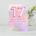 Pink Rainbow 17th Birthday Invitation | Zazzle