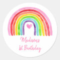 Pink Rainbow Heart Birthday Classic Round Sticker | Zazzle