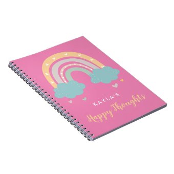 Pink Rainbow & Hearts Girls' Personalized Notebook | Zazzle