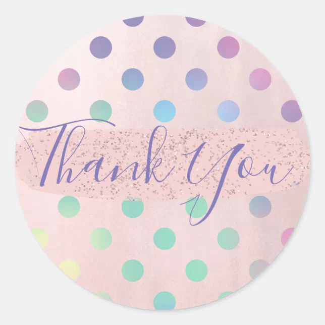 Pink Rainbow Pastel Polka Dots Birthday Party Classic Round Sticker ...