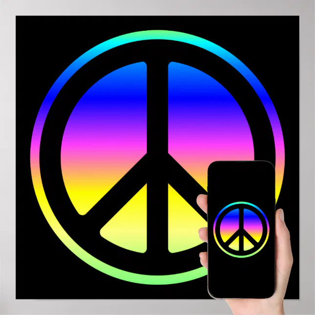 Pink Rainbow Peace Symbol Poster | Zazzle