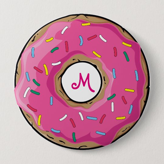 Pink Rainbow Sprinkle Donut Button | Zazzle.com