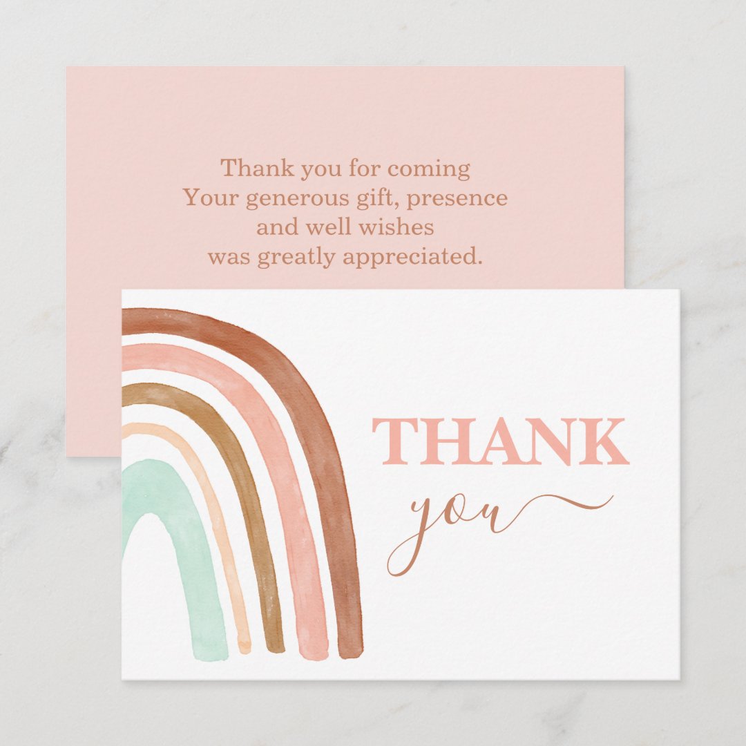Pink Rainbow thank you Note Card | Zazzle